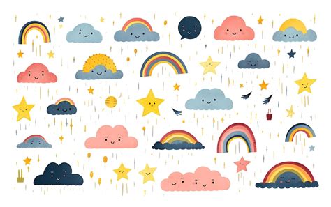 Premium Ai Image Rainbows Clouds And Stars Collection