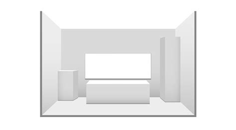 3d 전시 부스 책상이 있는 흰색 빈 홍보 용 스탠드 벡터 흰색 빈 기하학적 사각형입니다 프리젠 테이션 이벤트 룸 디스플레이 빈