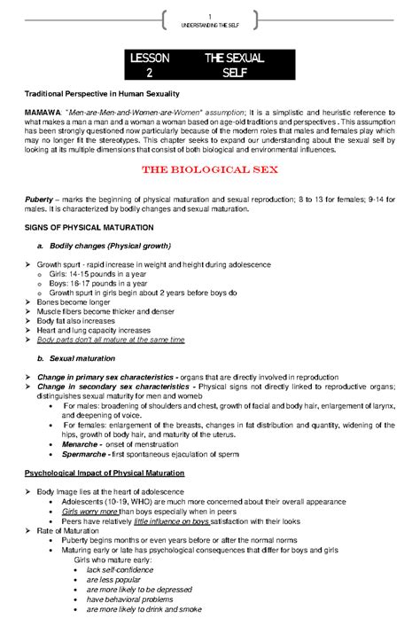 Sexual SELF Archaeopatryx UNDERSTANDING THE SELF LESSON THE SEXUAL SELF Traditional Studocu