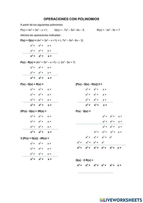 Operaciones Con Polinomios Tus Matemticas Online