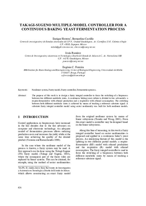 Pdf Takagi Sugeno Multiple Model Controller For A Continuous Baking Yeast Fermentation Process