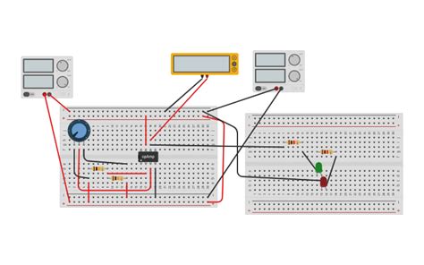 Circuit Design Circuito Comparador Sin Realimentacion Que Govierna 2 Cargas Led Tinkercad