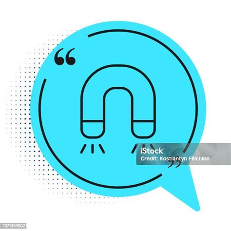 흰색 배경에 격리 된 검은 줄 자석 아이콘 말굽 자석 자기 자기 매력 파란색 음성 버블 기호입니다 벡터 강철에 대한 스톡 벡터 아트 및 기타 이미지 Istock