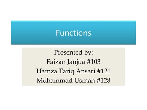 Functions In C Oop Pptx