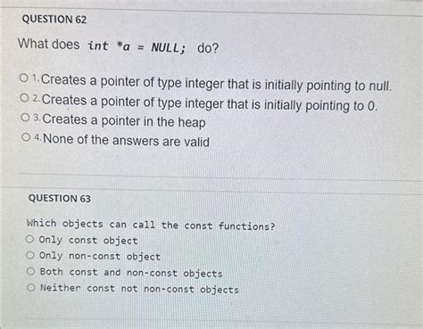 solved what does int ∗a null do 1 creates a pointer of