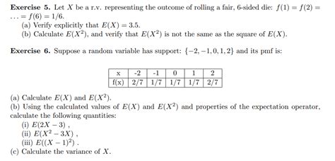 Solved Exercise 5 Let X Be A R V Representing The Outcome Chegg Com