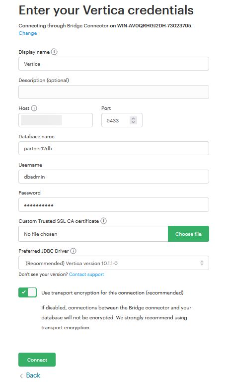 Vertica Integration With Mode Connection Guide