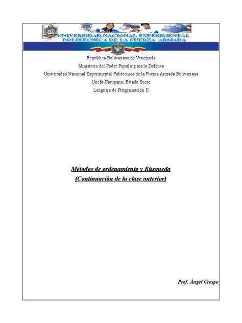 Métodos De Ordenamiento Y Búsqueda En C Pdf Algoritmos Y