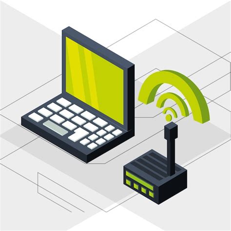 Premium Vector Isometric Laptop With Wifi Connection