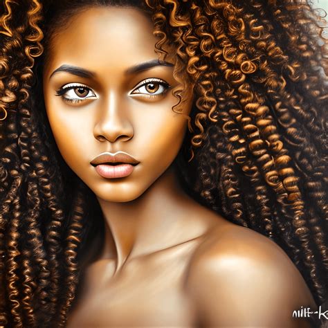 Stunning 8k Hyper Detailed Light Skin Brown Skin Woman Hyper · Creative