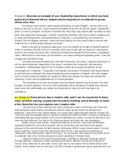 Piq Prompt 1 Describe An Example Of Your Leadership Experience In Which You Have Positively