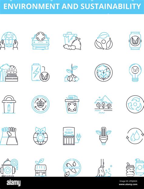 Environment And Sustainability Vector Line Icons Set Environment Sustainability Ecology
