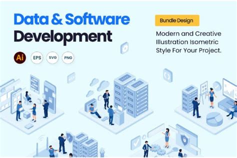 Data And Software Development Isometric Graphic By Alwi Chabib