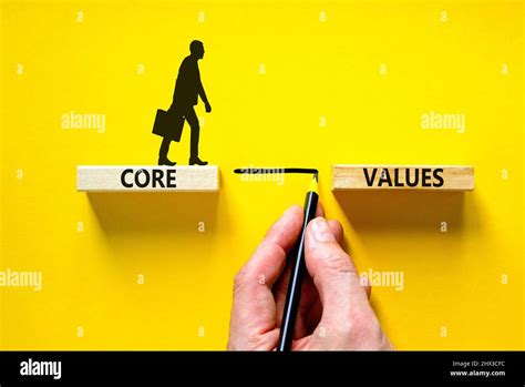 Core Values Symbol Concept Words Core Values On Wooden Blocks On A