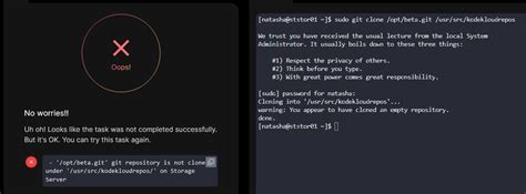 Unable To Complete Git Level 1 Task 2 Clone Git Repository On Storage
