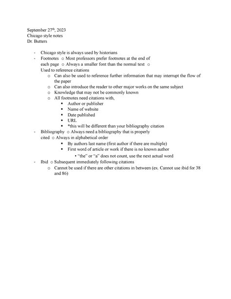 Chicago Styles Notes September 27 Th 2023 Chicago Style Notes Dr