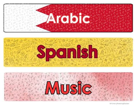 Subject Heading Labels Editable By Primary Reading Galore Tpt