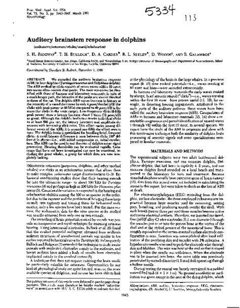 Pdf Auditory Brain Stem Response In Dolphins