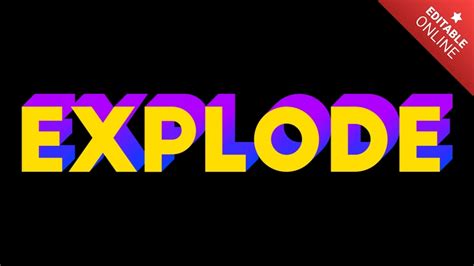 Explode 3d Yellow Purple And Blue Text Effect Generator