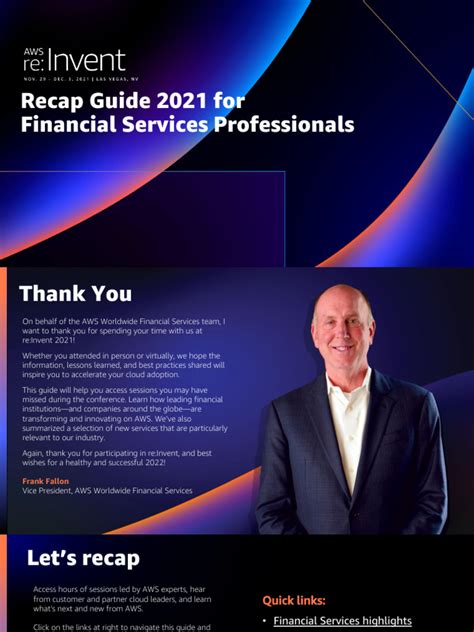Aws Reinvent 2021 Recap Guide For Financial Services Professionals Pdf