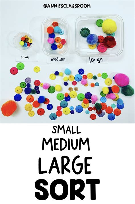 Small Medium Large Sorting Pom Poms And Buttons Small Group