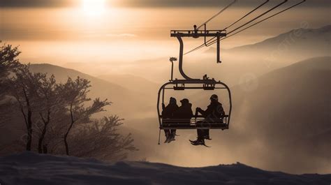해질녘 붐비는 체어리프트 스키 리프트를 타는 커플 고화질 사진 사진 하늘 배경 일러스트 및 사진 무료 다운로드 Pngtree
