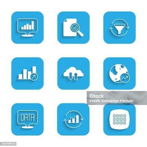 클라우드 다운로드 및 업로드 파이 차트 인포그래픽 바이너리 코드 재무 성장 데이터 분석 판매 깔때기 및 아이콘을 설정합니다 벡터 0명에 대한 스톡 벡터 아트 및 기타 이미지
