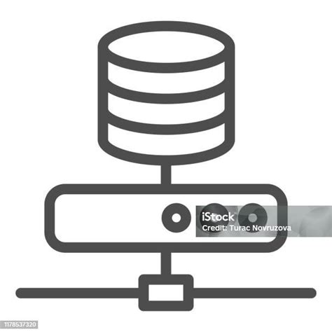 데이터 저장 라인 아이콘입니다 컴퓨터 서버 벡터 그림 흰색에 격리 데이터베이스 개요 스타일 디자인 웹 및 응용 프로그램을 위해