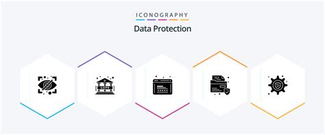 Data Protection 25 Glyph Icon Pack Including Setting Lock Development