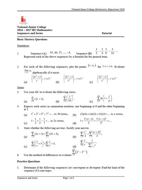 2016 2017 h2 mathematics sequences and series tutorial pdf