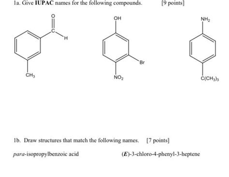 Solved la. Give IUPAC names for the following compounds. [9 | Chegg.com