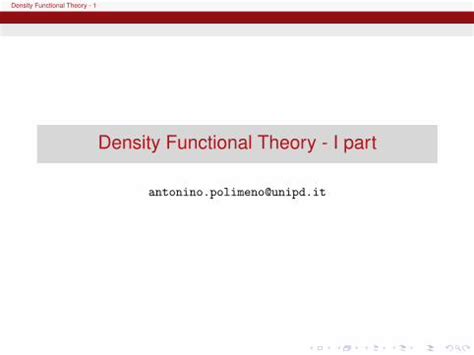 PDF Density Functional Theory I PartDFT Pdf Density Functional Theory Basics