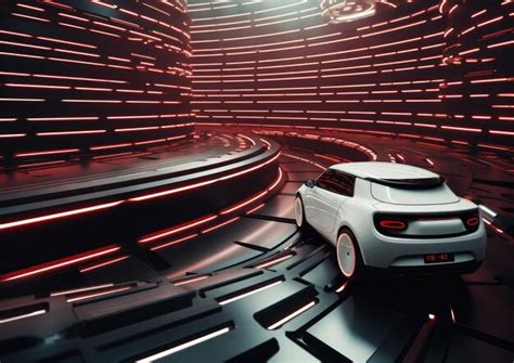Premium AI Image A Sleek AIpowered Robotic Car Navigating Through A