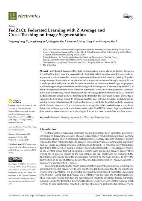 Pdf Fedzact Federated Learning With Z Average And Cross Teaching On