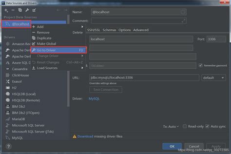 Idea中使用data Source And Drivers时，使用本地mysql的jar包连接数据库data Sources And