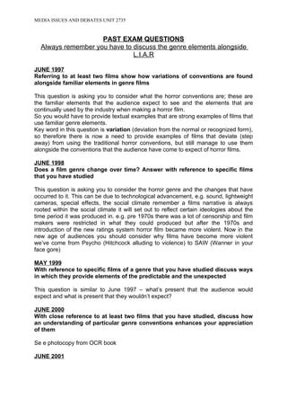 Past Exam Questions Explained DOC Movies Entertainment