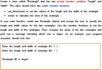 Answered Create A Class Called Rectangle That Has Two Private Member Variables Length And