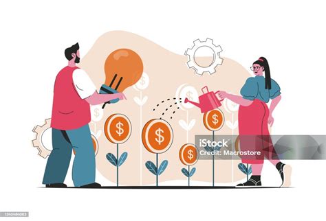 투자 개념 고립 금융 상품 소득과 이익을 증가 평평한 만화 디자인의 사람들 장면 블로깅 웹 사이트 모바일 앱 홍보 자료에 대한 벡터 일러스트레이션 개념에 대한 스톡 벡터