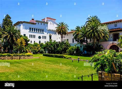 The Spanish Style Santa Barbara County Courthouse Building On Anacapa