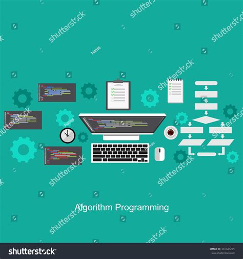 Algorithm Programming Concept Flat Design Illustration Stock Vector Royalty Free 361646225