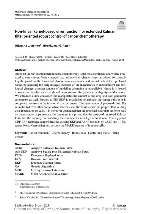 Non Linear Kernel Based Error Function For Extended Kalman Filter Oriented Robust Control Of