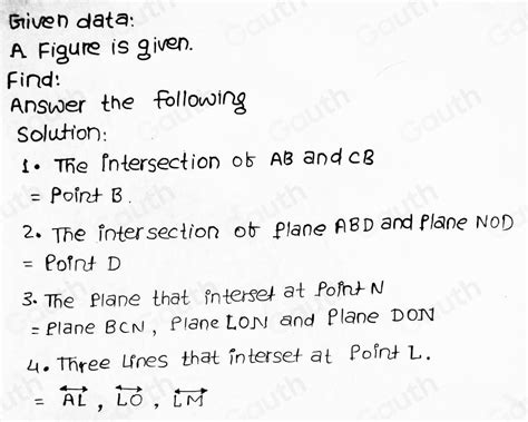 Solved In Exercises 1 4 Use The Diagram 1 Name The Intersection Of