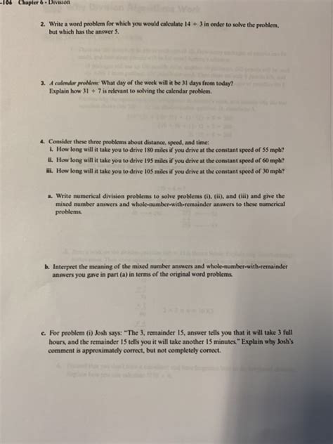 Solved 106 Chapter 6 Division Write A Word Problem For