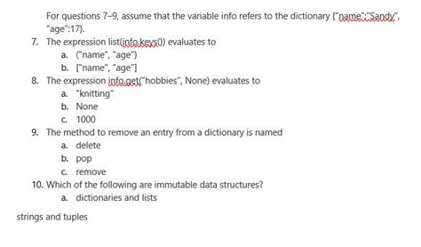 Solved For Questions 7 9 Assume That The Variable Info Chegg Com