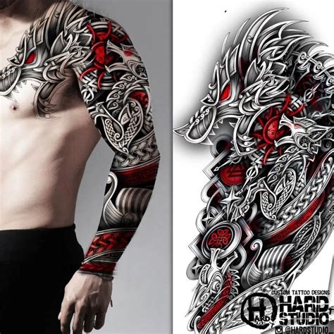 Custom Tattoo Designs Animal Wolf Dragon Sleeve Ship Tattoo