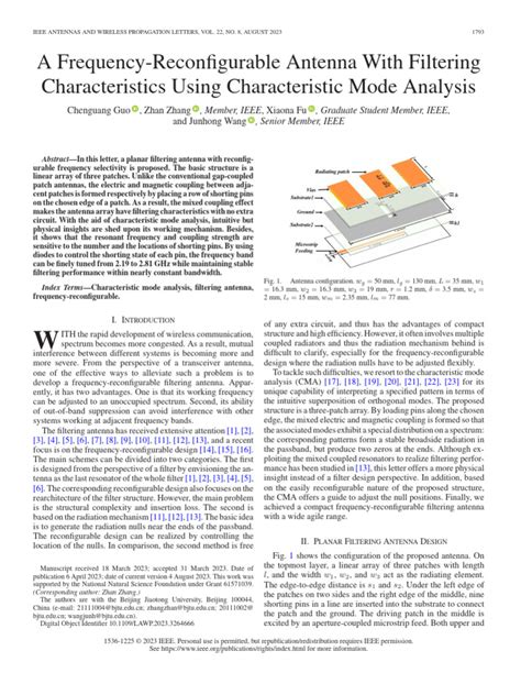 Afrequency Reconfigurableantennawithfilteringcharacteristicsusing