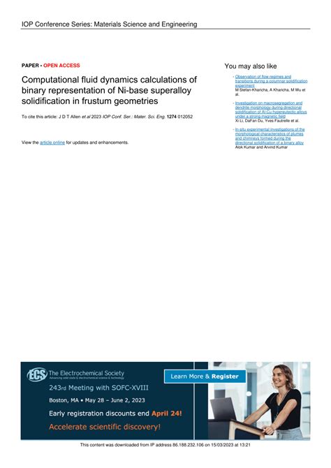 Pdf Computational Fluid Dynamics Calculations Of Binary