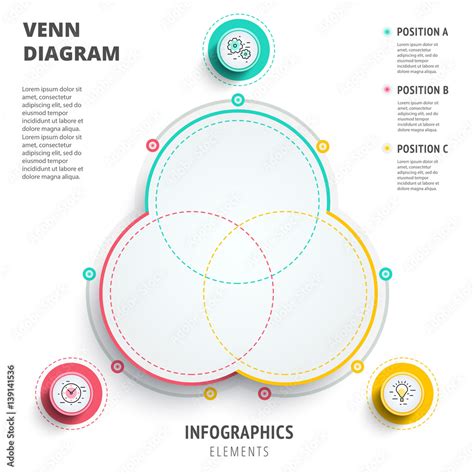 Venn Diagram Circles Infographics Template Design D Vector Presentation Overlapping Shapes