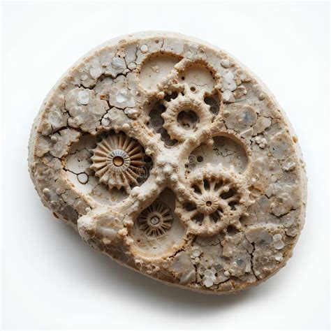 Detailed Closeup Of Beige And Brown Fossil With Intricate Circular