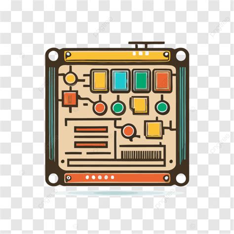 선 스타일 회로 기판 그림 벡터 흰색 배경에 있는 회로도의 단순한 다채로운 아이콘 그림자 없음 작은 프레임 중앙 Png 일러스트 및 벡터 에 대한 무료 다운로드